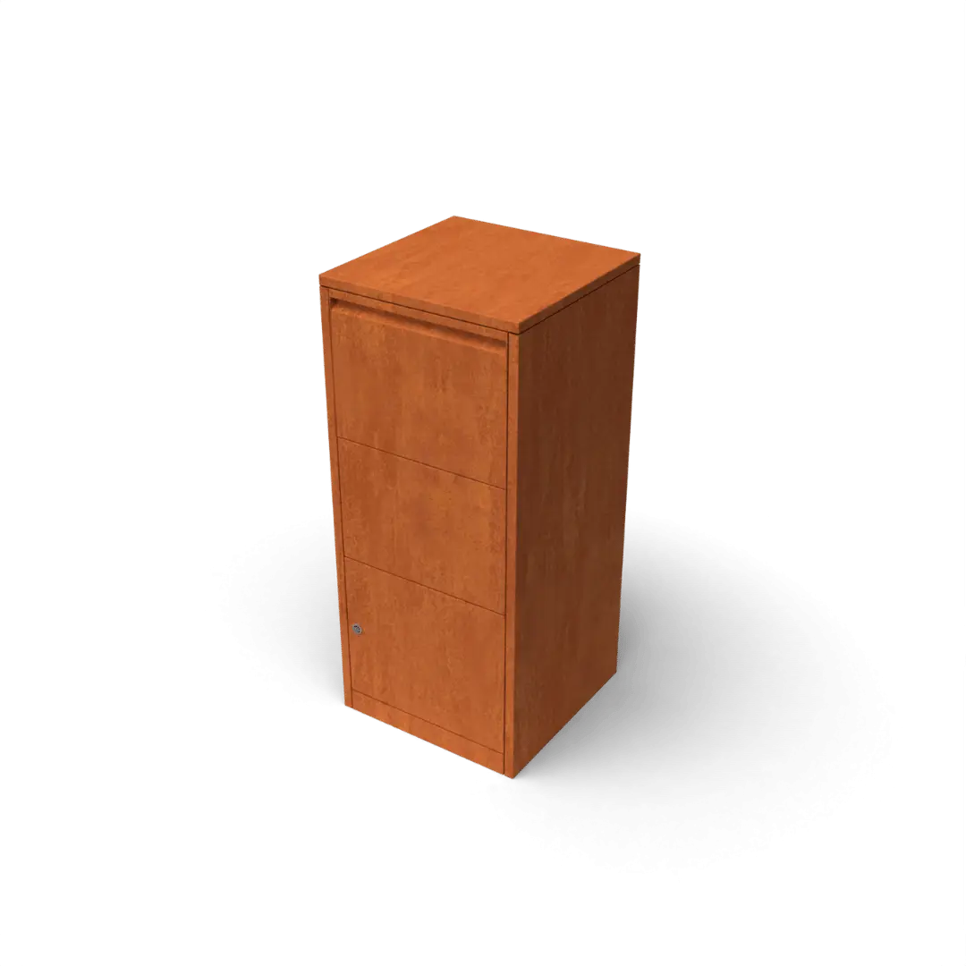 Cortenstahl Standbriefkasten PINE | mit praktischem Paketeinwurf – OFIVO